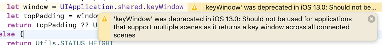 [iOS/Swift] iOS13에서 keyWindow 경고 해결