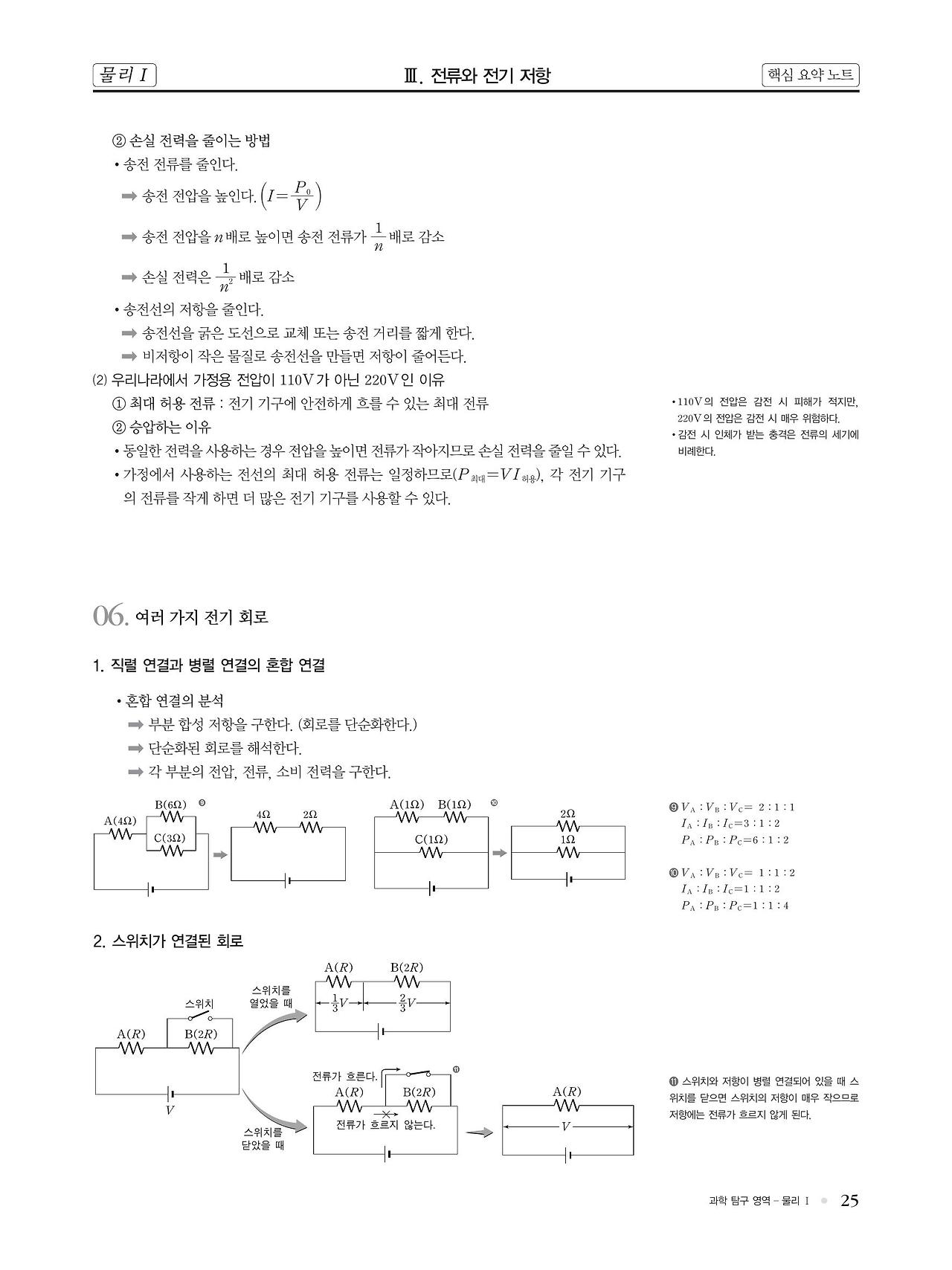 물리 핵심 개념 정리 전류와 전압 전기 저항 직렬 연결 병렬 연결 저항의 혼합 연결 전류의 열작용 직류와 교류