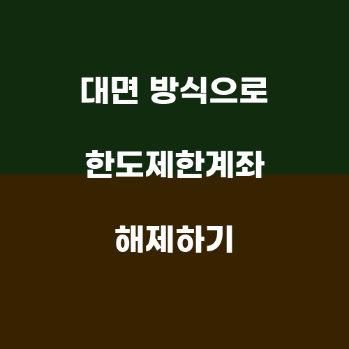Sc제일은행 비대면 한도제한계좌 해제 방법 안내