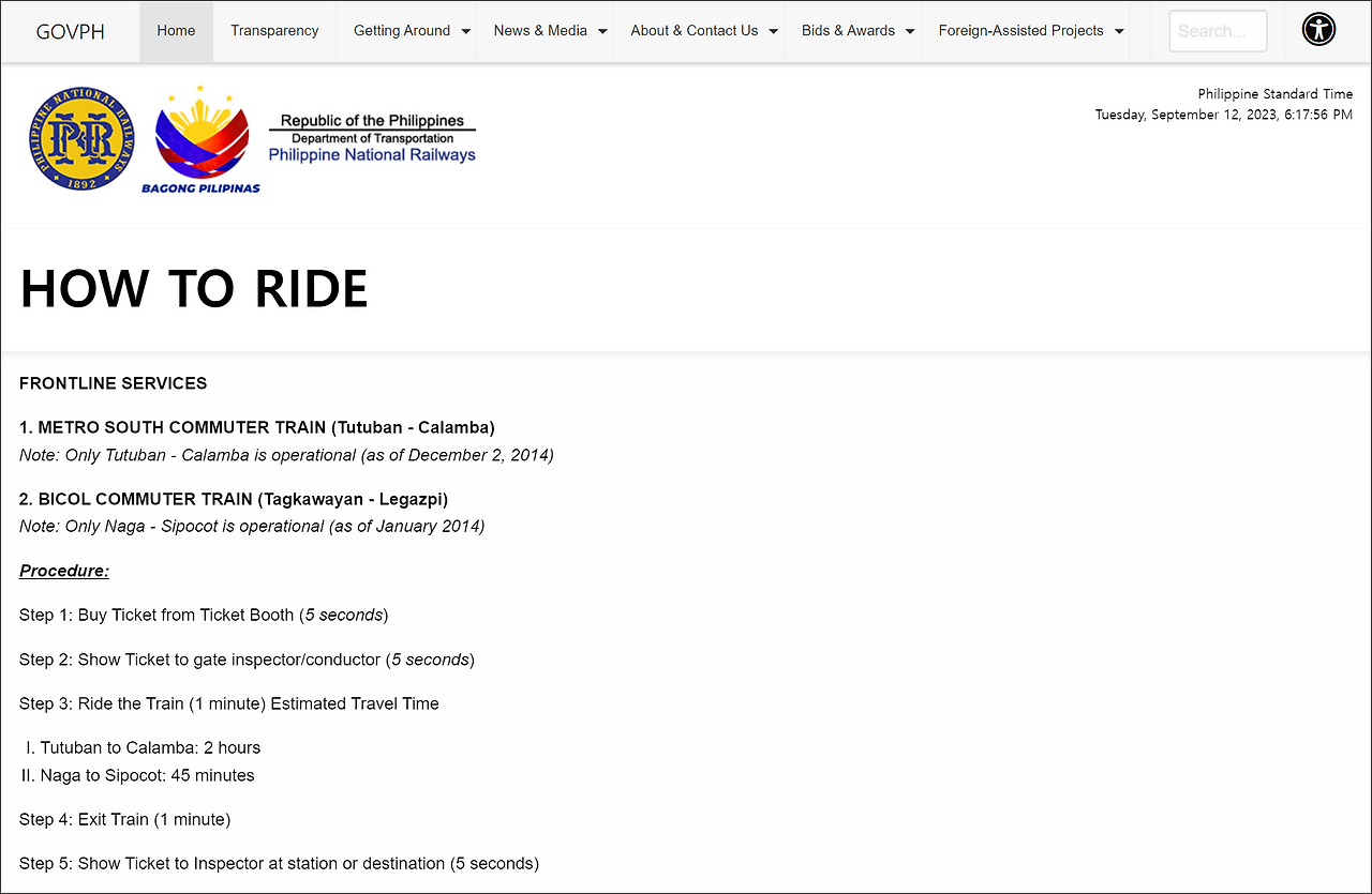 [필리핀 대중교통] 필리핀 국영철도(PNR) 운영 노선 - 2023년 현재