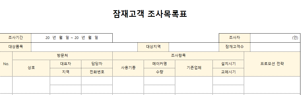고객관리 상담 서비스 서식 모음 기록카드 처리대장 설문지 등 양식 엑셀 무료 다운로드