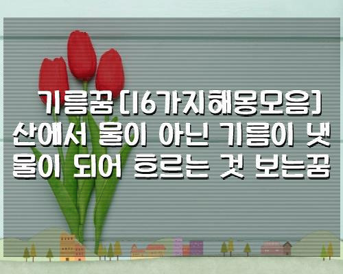 기름꿈 16가지해몽모음 산에서 물이 아닌 기름이 냇물이 되어 흐르는 것 보는꿈
