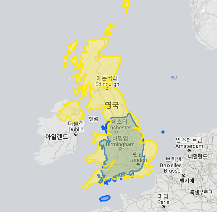 영국 Vs 한국 비교땅 면적 지도 비교 인구