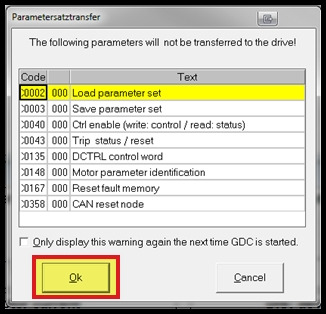 Lenze GDC (2) - Send a parameter file to inverter (Write)
