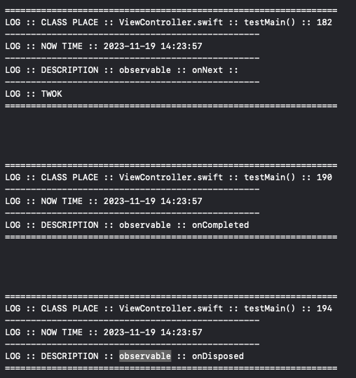 157. (swift5/xcode) [RxSwift] [Observable] Observable .create 사용해 생성자 생성 및 subscribe 구독 결과 확인