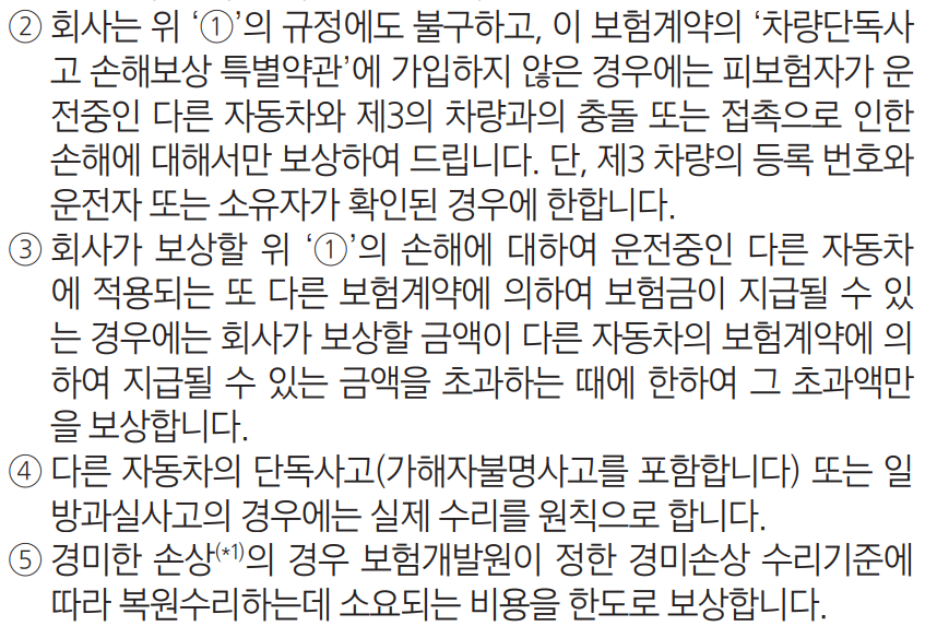 삼성화재 개인용애니카자동차보험 다른 자동차 차량손해 지원 특별약관