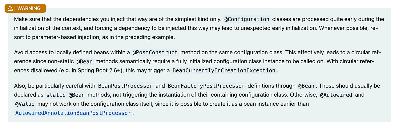 [Spring] @PostConstruct 내부에서 @Bean 메서드 호출로 인해 발생하는 circular ...