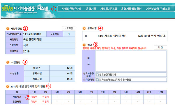 대기배출원 관리시스템 이용방법(sems.nier.go.kr)