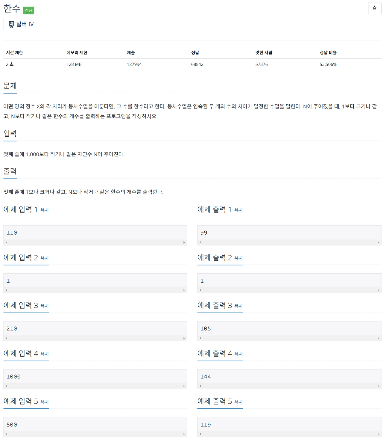 백준 BAEKJOON 1065번 한수 [PYTHON/파이썬] :: CALKO LAB