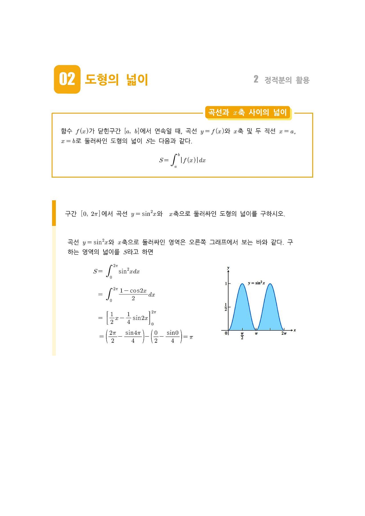 수학 개념 정리공식 정적분의 활용 곡선과 X축 사이의 넓이 곡선과 Y축 사이의 넓이 두 곡선 사이의 넓이