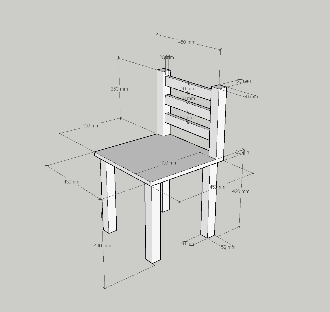 스케치업 Rectangle 사각형 도구 예제 의자 만들기