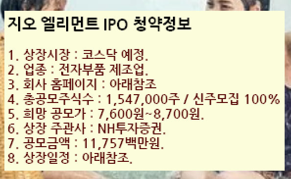 지오엘리먼트 공모주 청약방법상장일정 주관사 해프릭스