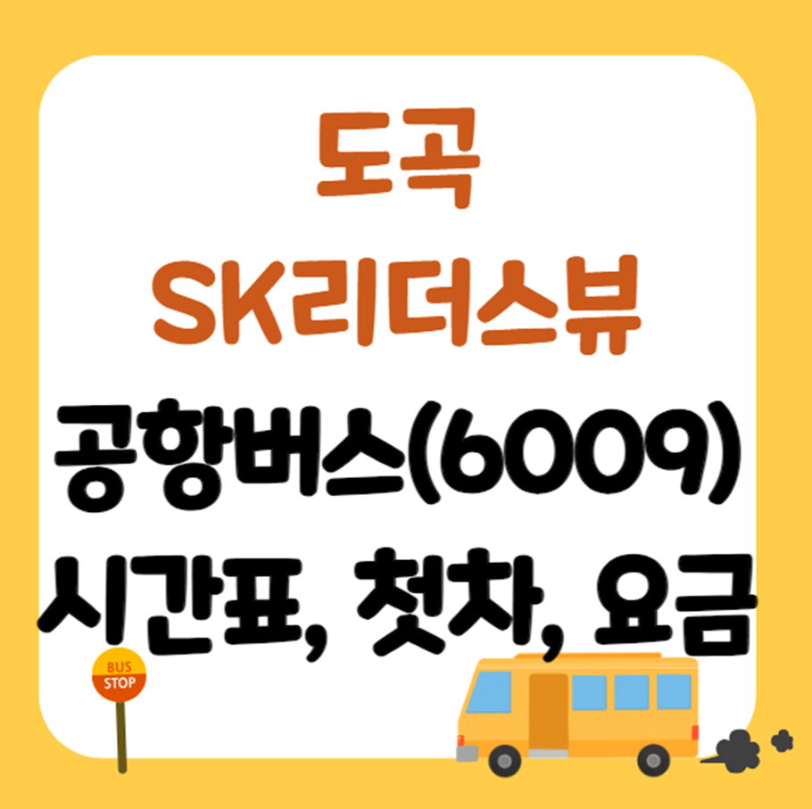 도곡 Sk리더스뷰에서 인천공항6009번 공항버스 시간표 첫차 요금 예매 타는곳
