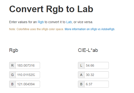 색차 측정 및 변환 (CIE L a b Color invert to RGB)