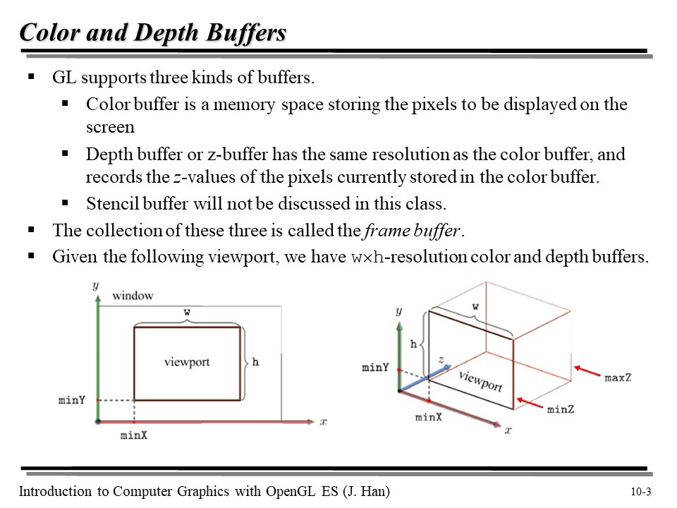 [OpenGL ES] 10강 : 출력 병합(Output Merger), 색상 버퍼(Color Buffer), 깊이 버퍼 ...