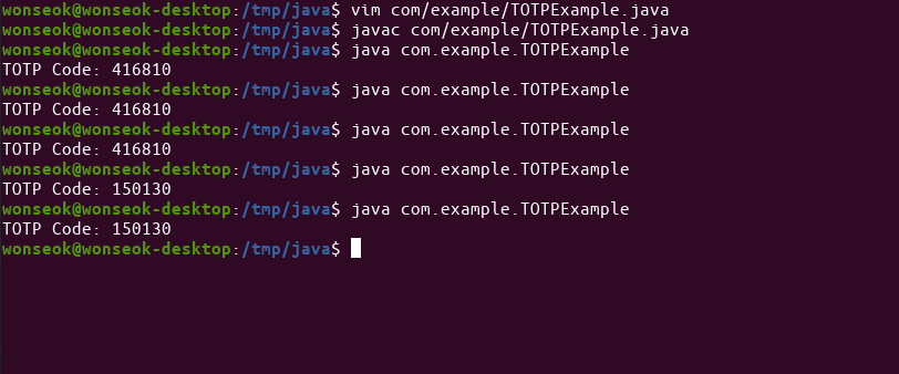 [Java/Linux] 자바 코딩 TOTP 코드 생성 예제(HOTP 활용) -- 살구월드