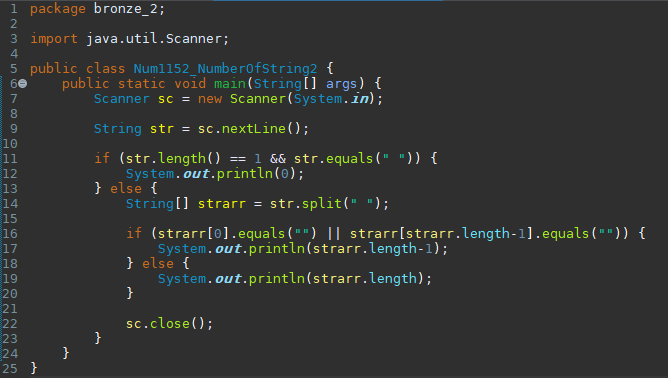 JAVA[자바] - 백준 1152(Backjoon 1152) 공백 다루기 / 문자의 개수