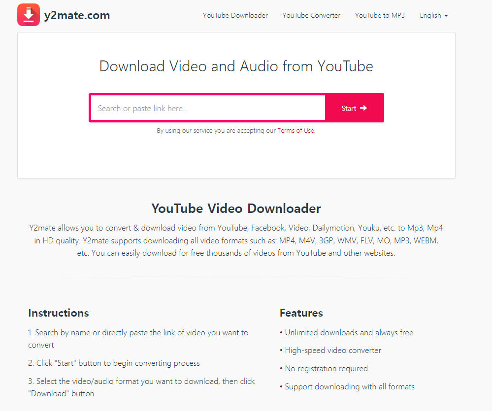 Y2Mate 웹사이트 바로가기 및 주요 기능 안내