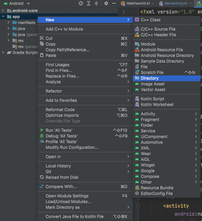 [Android] - Android Studio Assets 폴더 만들기 — Linitial 의 생존코딩