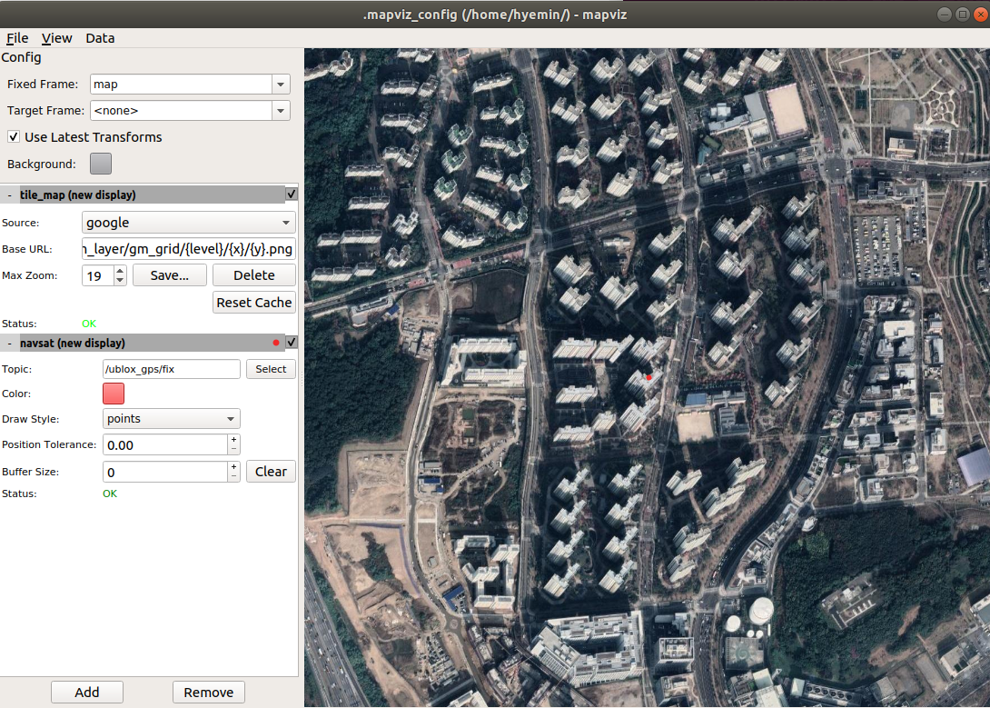 Mapviz에서 구글 위성 지도 사용