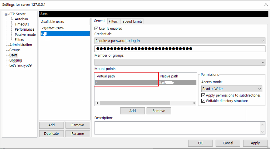 FileZilla Entry '' has empty native path and no mount nodes: this ...