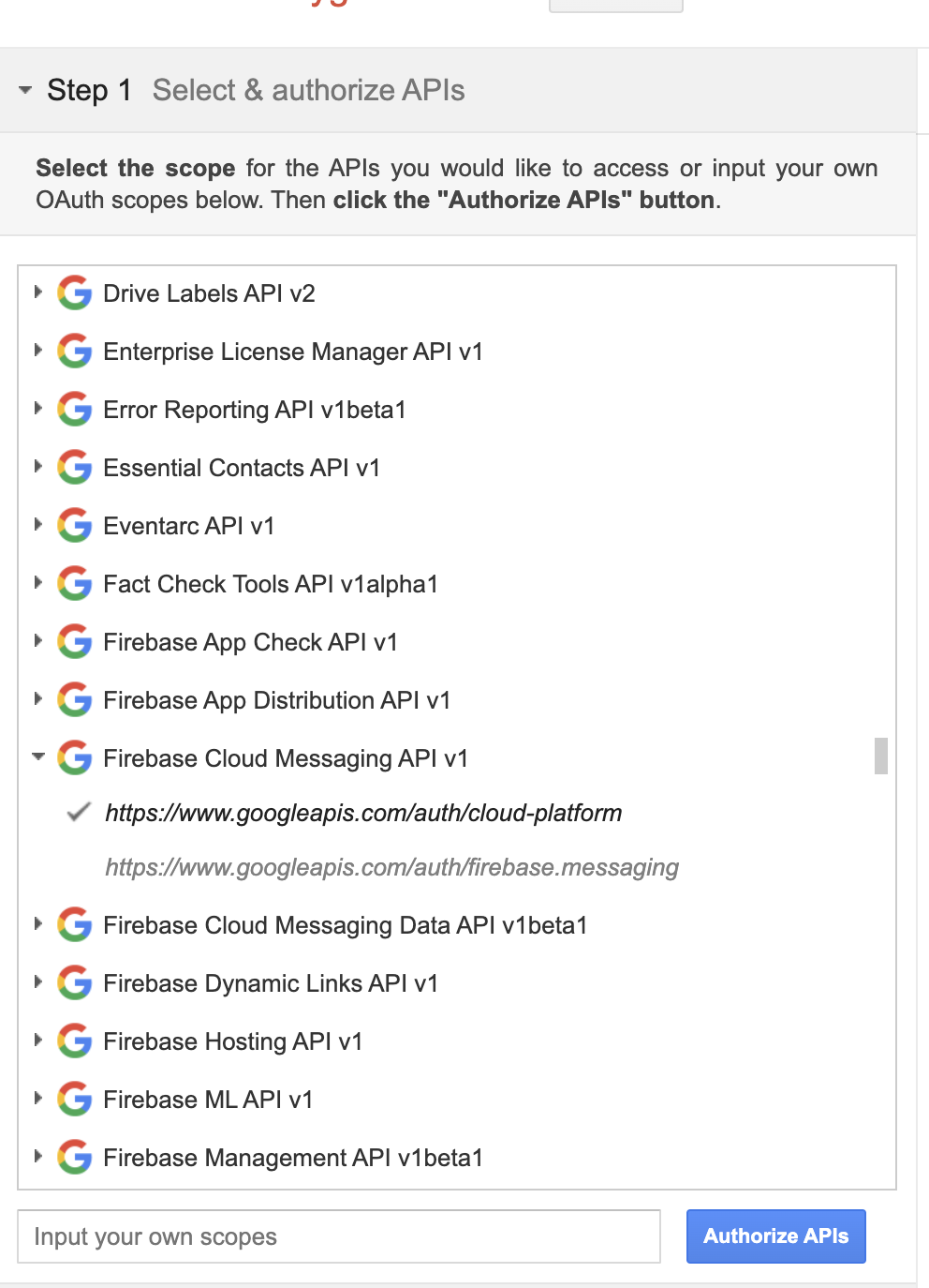 OAuth 2.0 Playground 에서 푸시 보내기