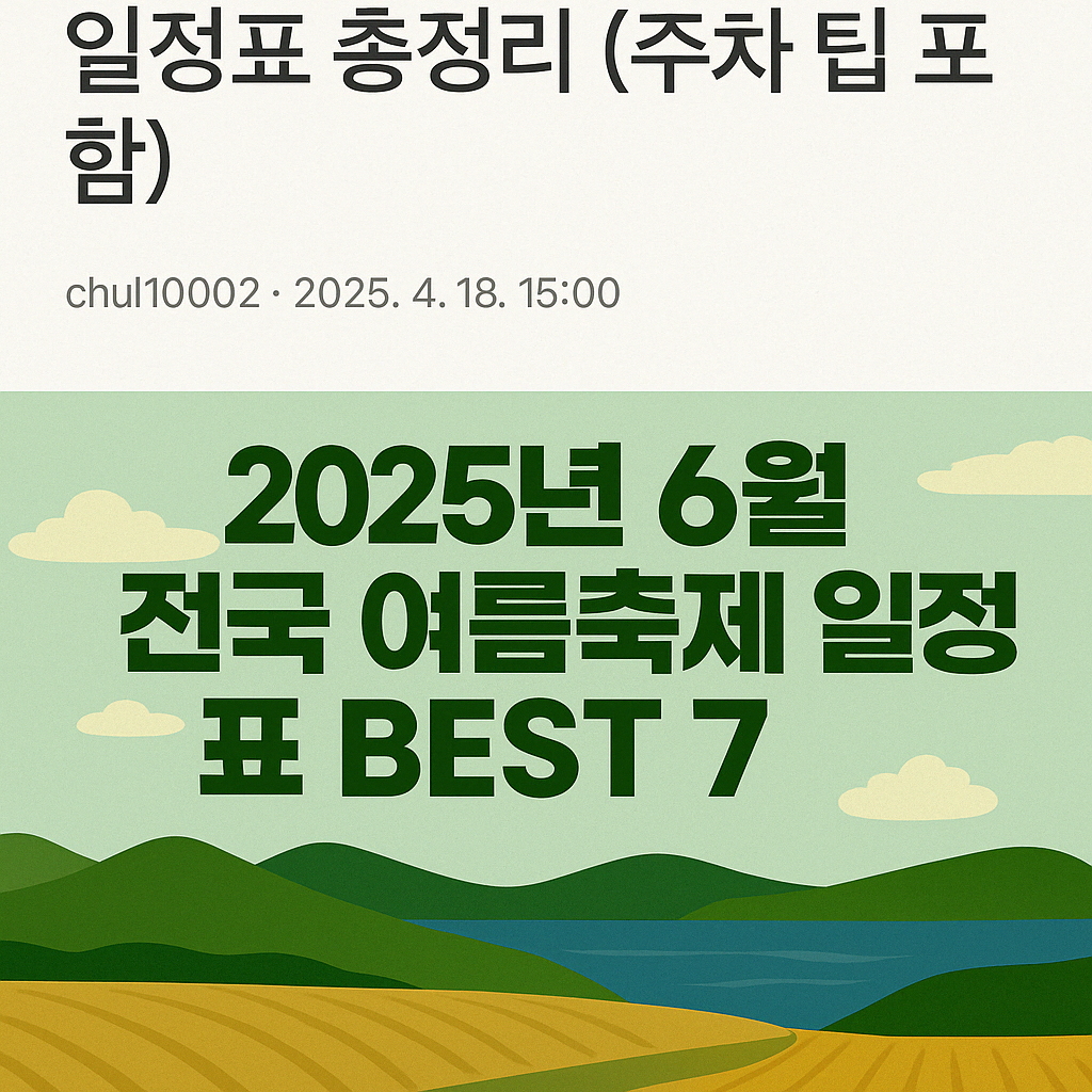 2025년 여름 전국 축제 일정표 총정리 6~8월 주차 팁 포함
