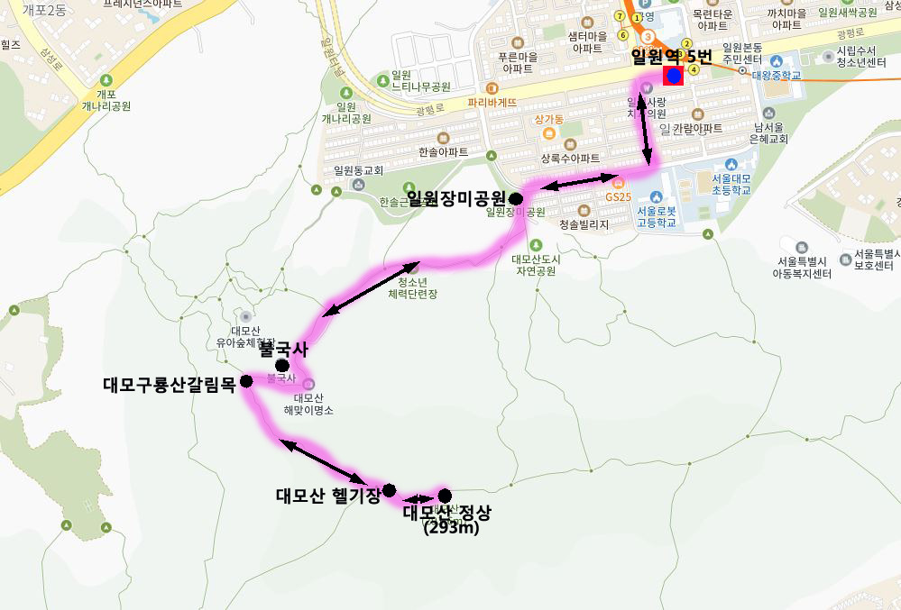 2024. 1/7(일) 1200차 서울 대모산 단배산행