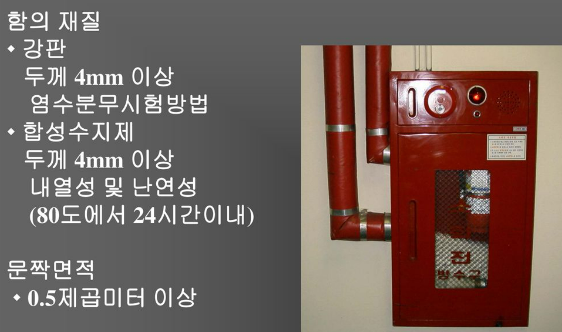 옥내소화전 설비 방수구 및 소화전함 Indoor Hydrant Hose Cabinet