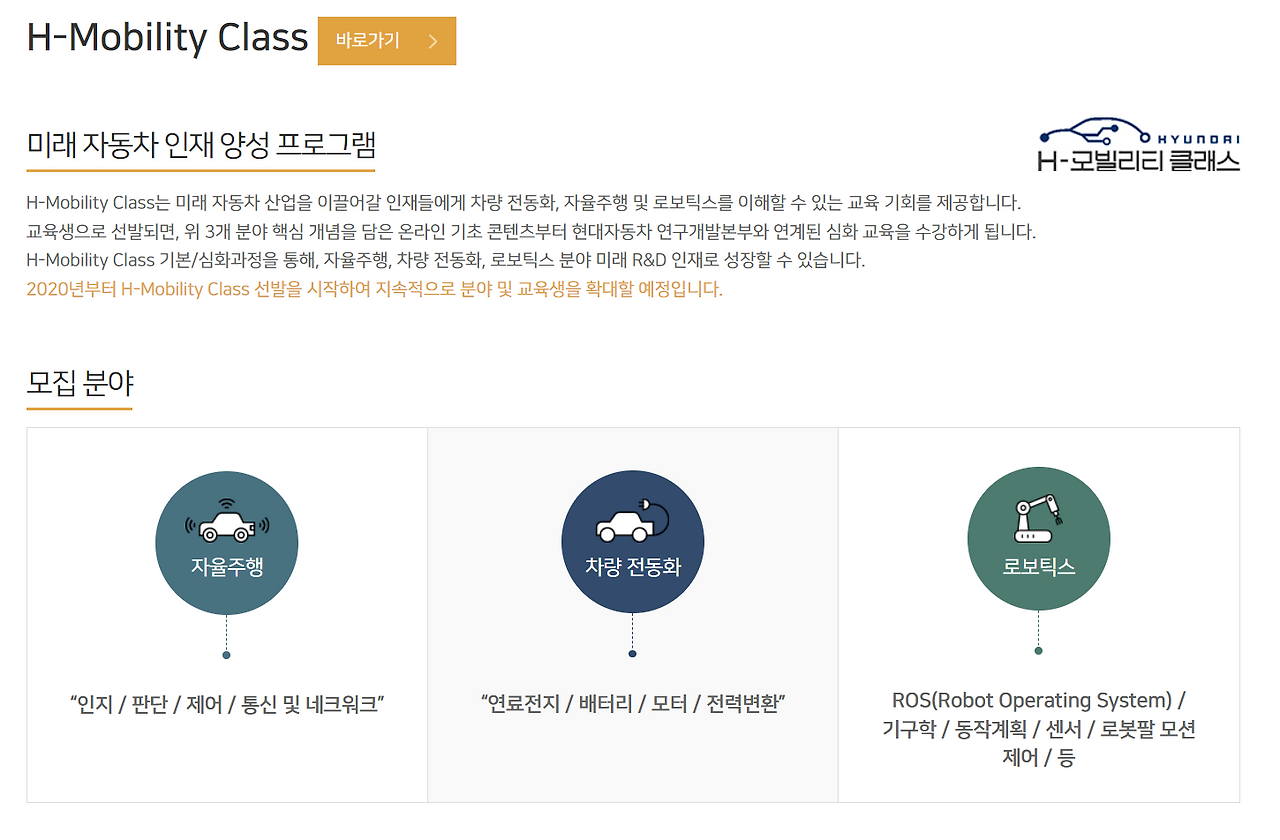 H mobility class (H 모빌리티 클래스) 선발 후기
