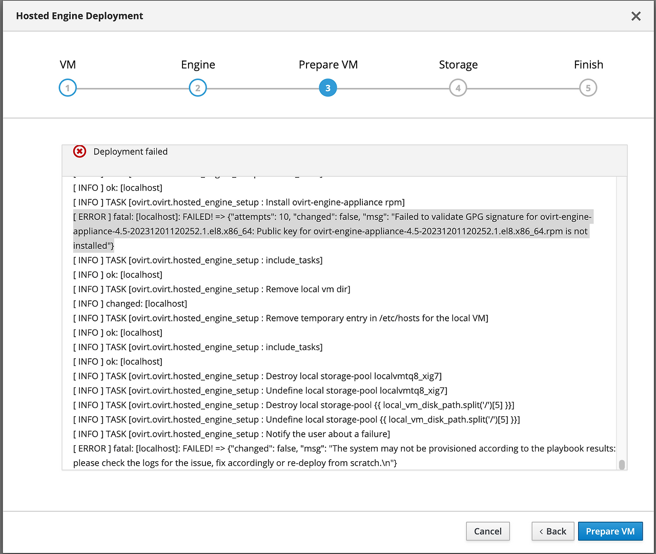 Hosted Engine Deployment - ovirt-engine-appliance-4.5 rpm is not installed