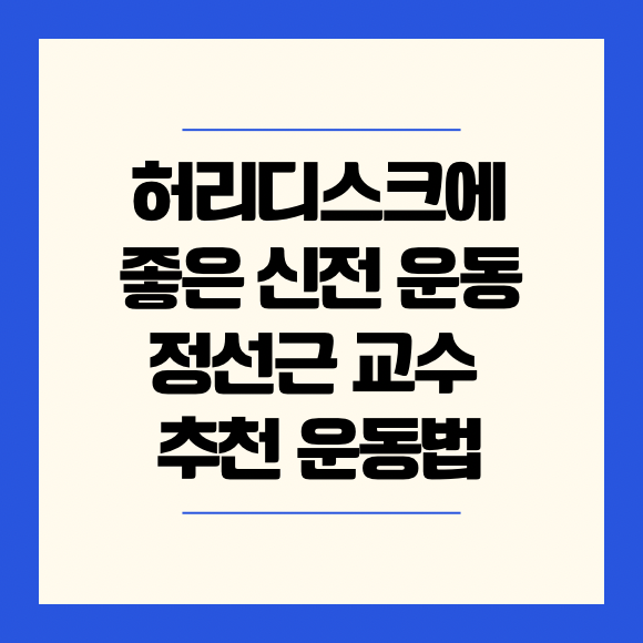 허리디스크추간판 탈출증에 좋은 신전 운동 정선근 교수 추천 운동법 서울대병원 진료