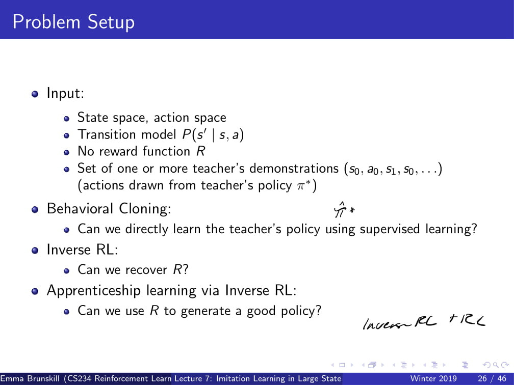 강화학습 강의 (CS234) 7강 - Imitation Learning / Inverse RL