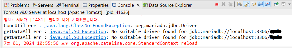 에러 기록 ) java.lang.ClassNotFoundException: org.mariadb.jdbc.Driver :: hi_hahahoho