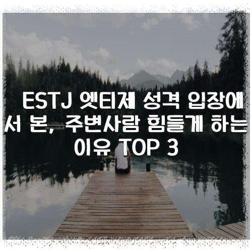 ESTJ 엣티제 성격 입장에서 본, 주변사람 힘들게 하는 이유 TOP 3