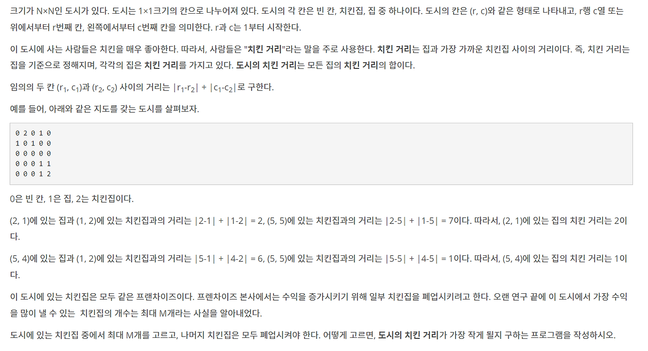 [Python] 백준 15686번 치킨 배달 풀이