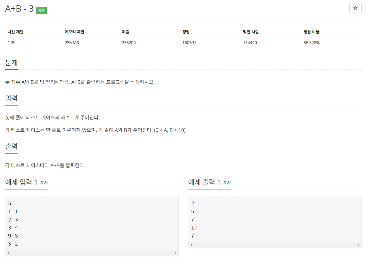 [백준] 반복문 - 10950_A + B - 3 Java[자바]