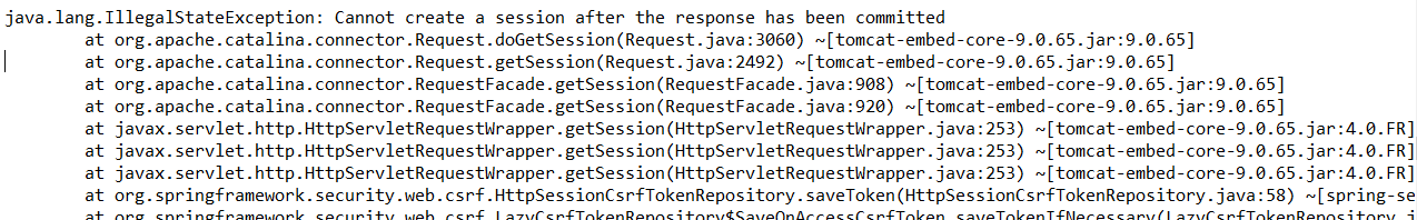 [Spring Security] Cannot create a session after the response has been committed (세션 에러)