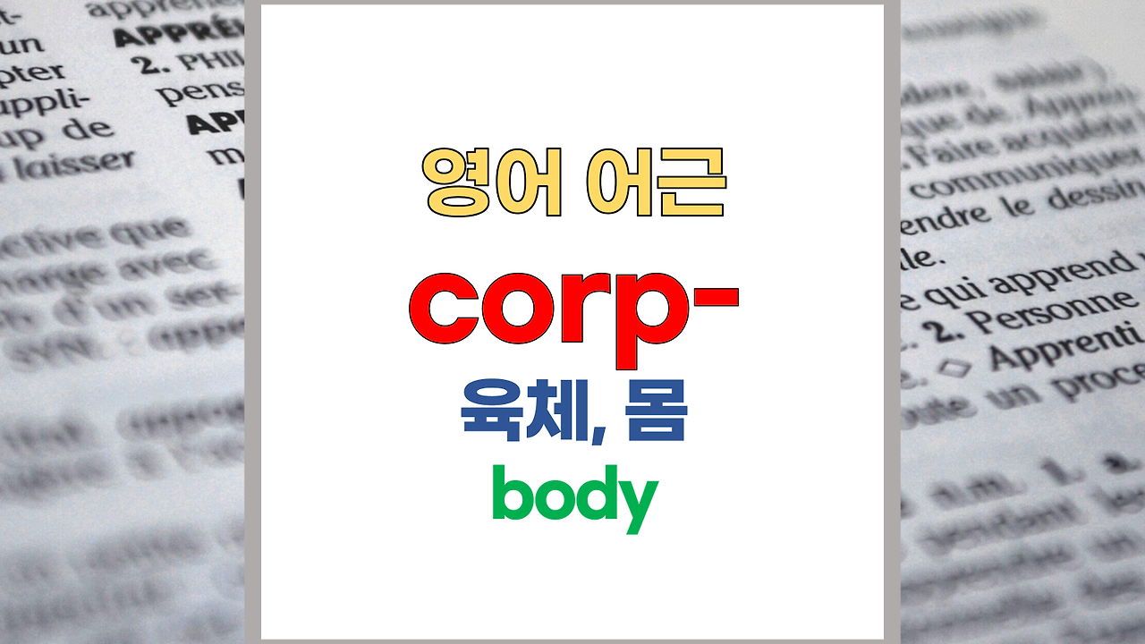 영어 어근 corp-, corpor- 주요 영어단어 - 어원은 (라틴어; corpus, corporis)