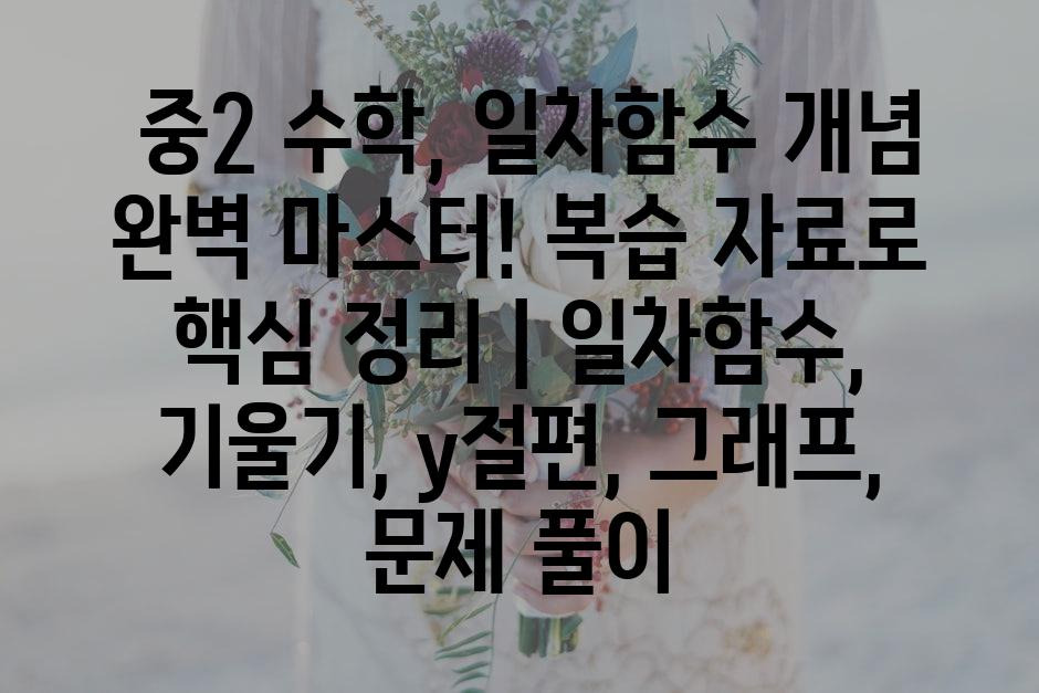 중2 수학 일차함수 개념 완벽 마스터 복습 자료로 핵심 정리 일차함수 기울기 Y절편 그래프 문제 풀이