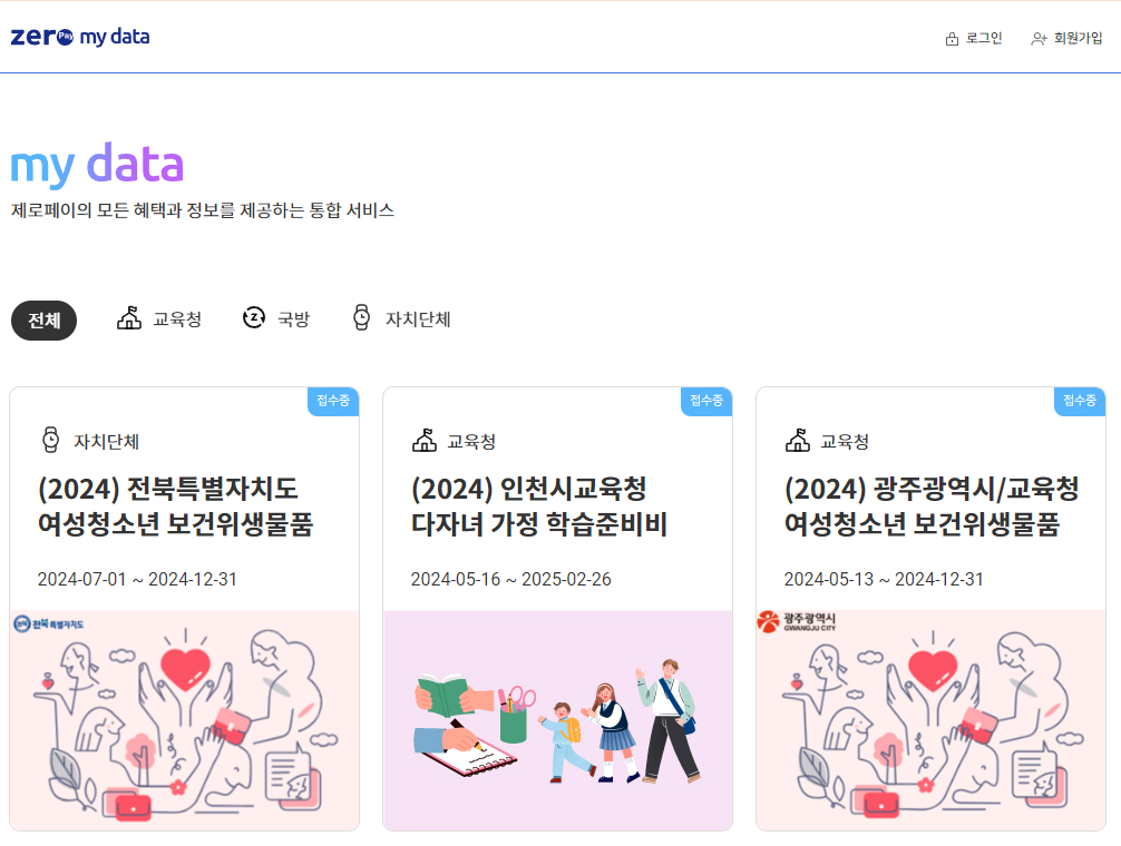 제로페이 마이데이터 홈페이지 - 부트스트랩 & 블로그 & gear 2024