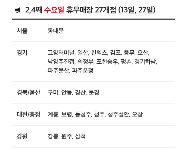 2024년 11월 전국 홈플러스homeplus 코스트코costco 휴무일 이번 달 마트 휴일