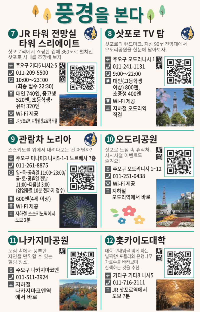홋카이도 북해도 삿포로 여행 유용한 관광 여행 지도 최신판
