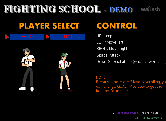 스쿨파이터 Fighting School 플래시게임 와플래시 게임 아카이브