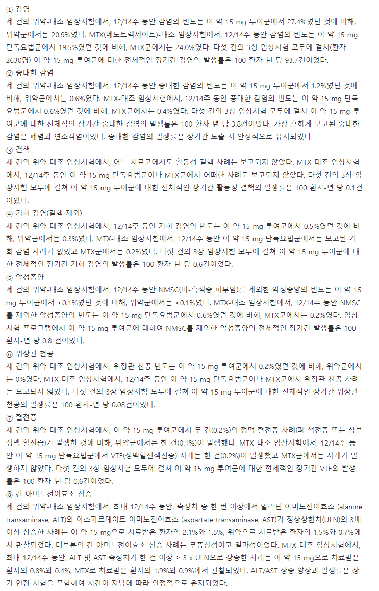 린버크서방정15mg 효능 효과 투여방법 부작용 주의사항 알아보기