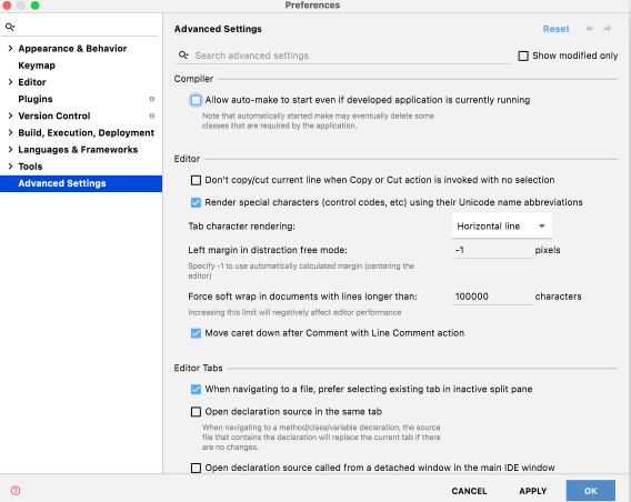 mac java17 인텔리제이 자동 리로드 devtools 안될때