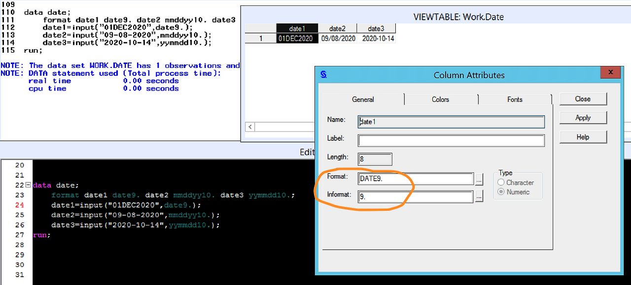 [SAS Programming] 날짜 변수 속성(Type) 바꾸기 (Input, put, format)