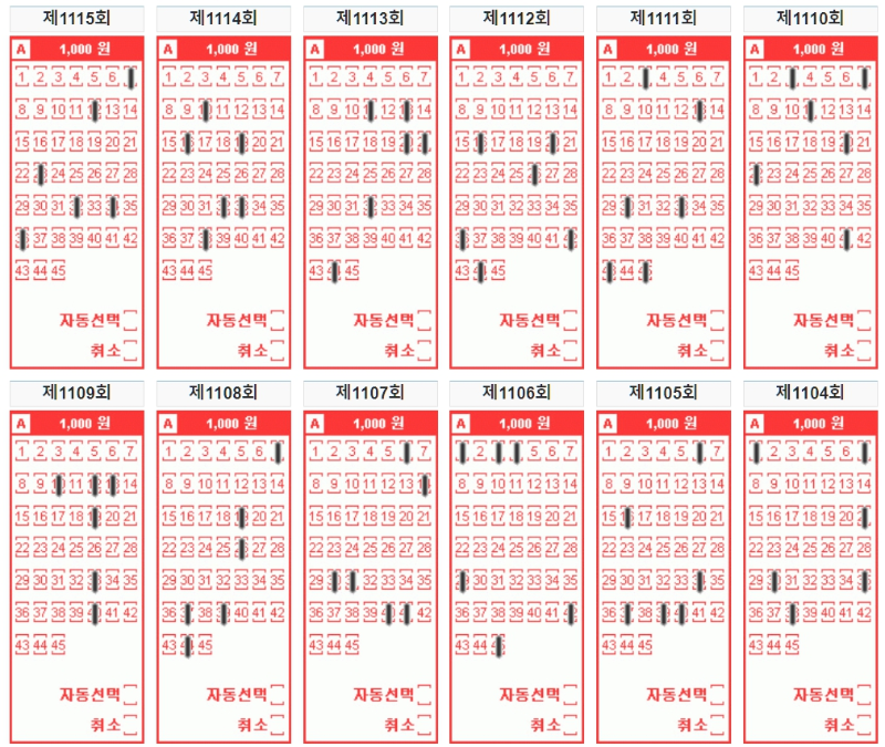 로또 1116회 예상번호 행운수 지나간 로또용지 로또패턴 분석표 적중 로또예상번호 1116회차 고정수 방안