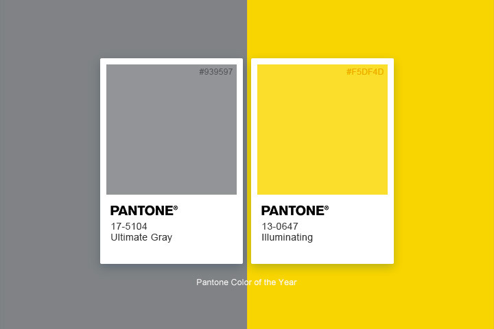 Ultimate Gray(17-5104)와 Illuminating(13-0647) : 2021년 '팬톤(Pantone) 올해의 컬러'